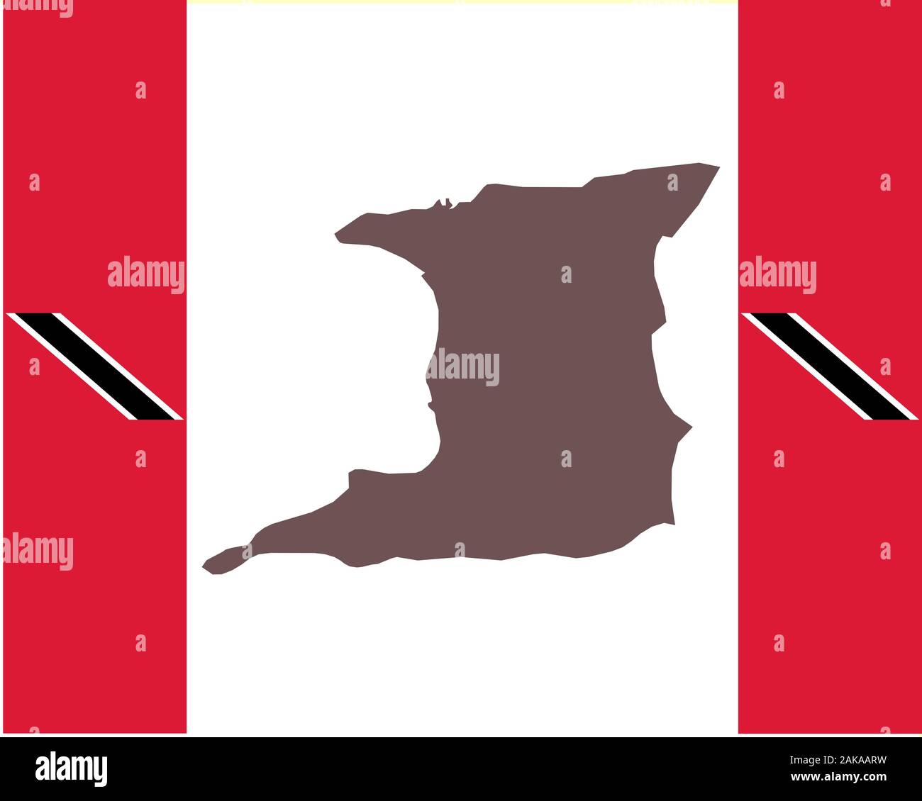 Map of Trinidad and Tobago on background with flag Stock Photo - Alamy