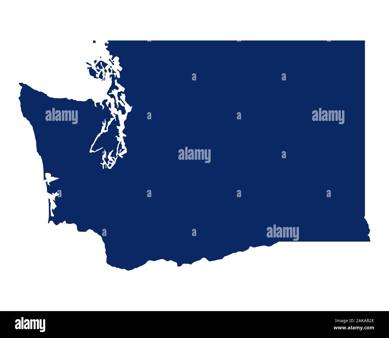 Map of Washington in blue colour Stock Photo - Alamy