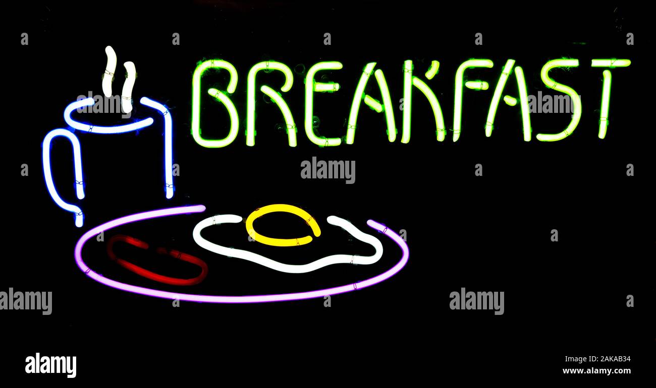 neon breakfast sign Stock Photo - Alamy
