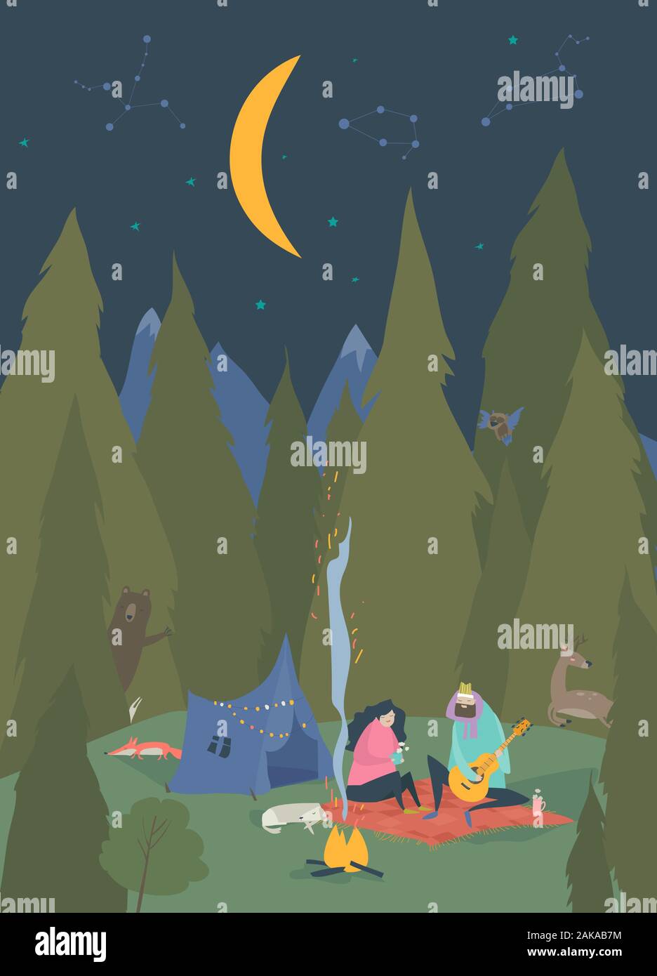 Tourist campfire outdoor bonfire Stock Vector Images - Alamy