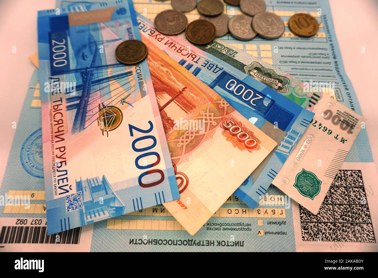 Russia health insurance policy, sick leave and money Stock Photo - Alamy
