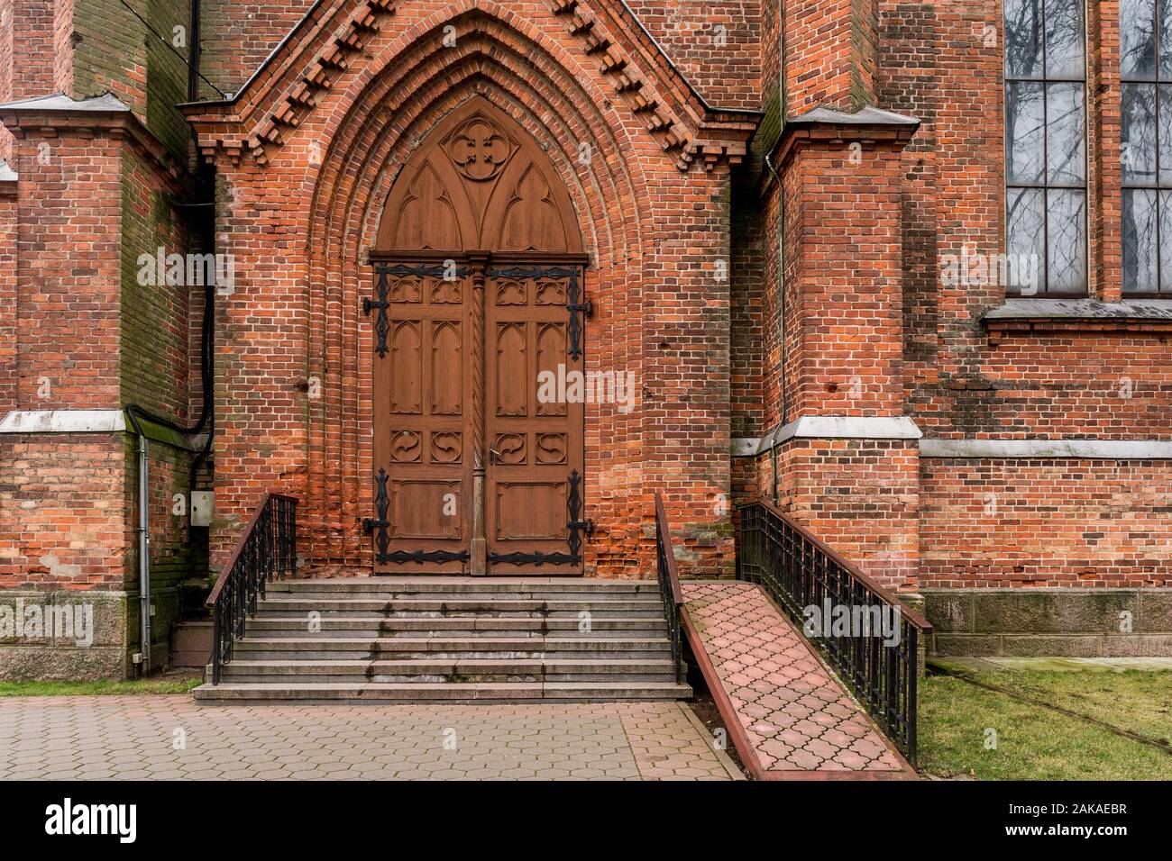 Church entrance with stairs and ramp for wheelchair Stock Photo - Alamy
