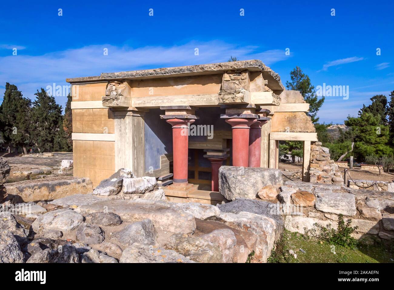 Crete, Greece - January, 2016. The ruins of the Minoan palaces is the ...