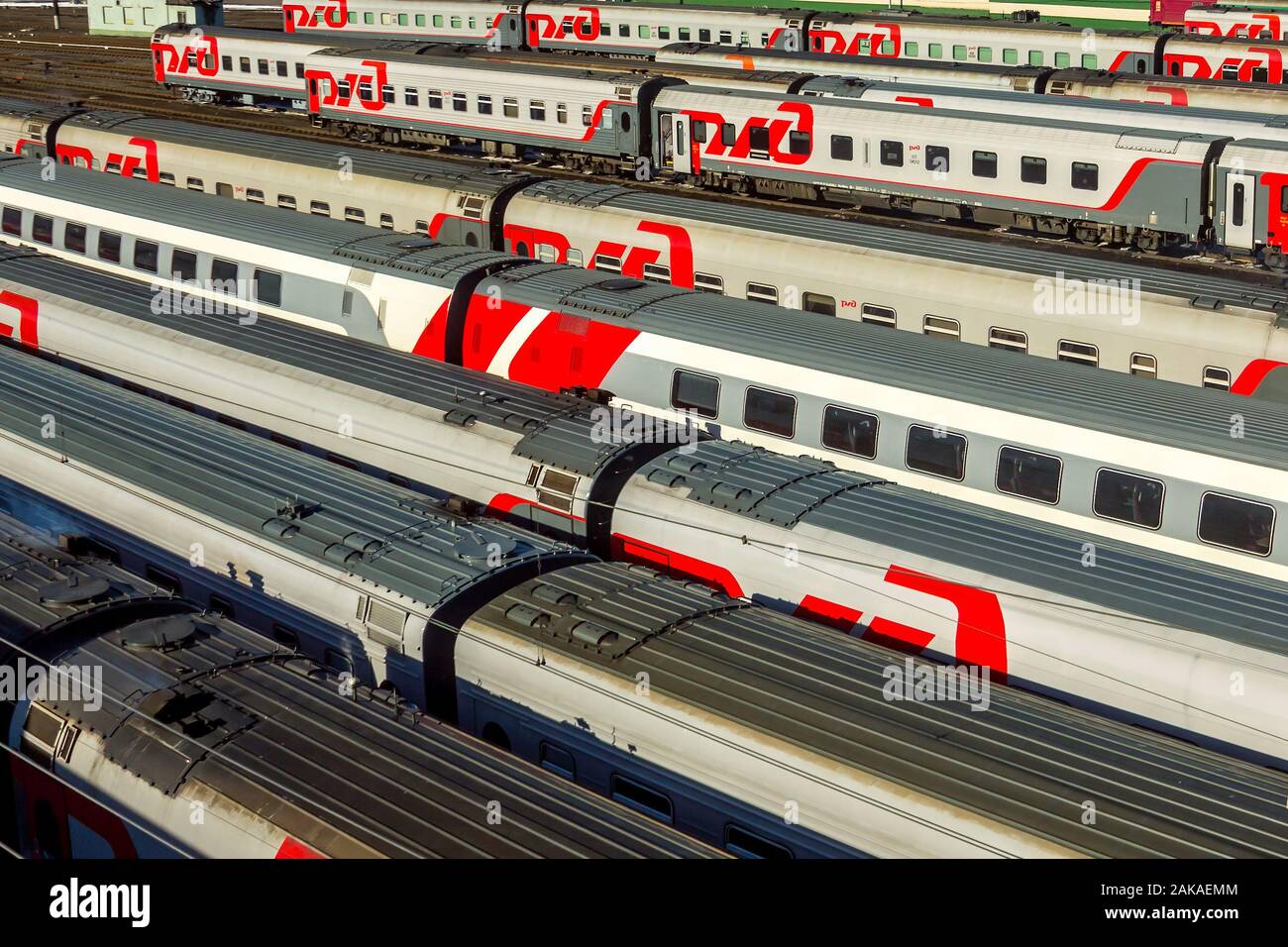 Moscow, Russia - April, 2017. Diagonal summer view on modern Russian ...