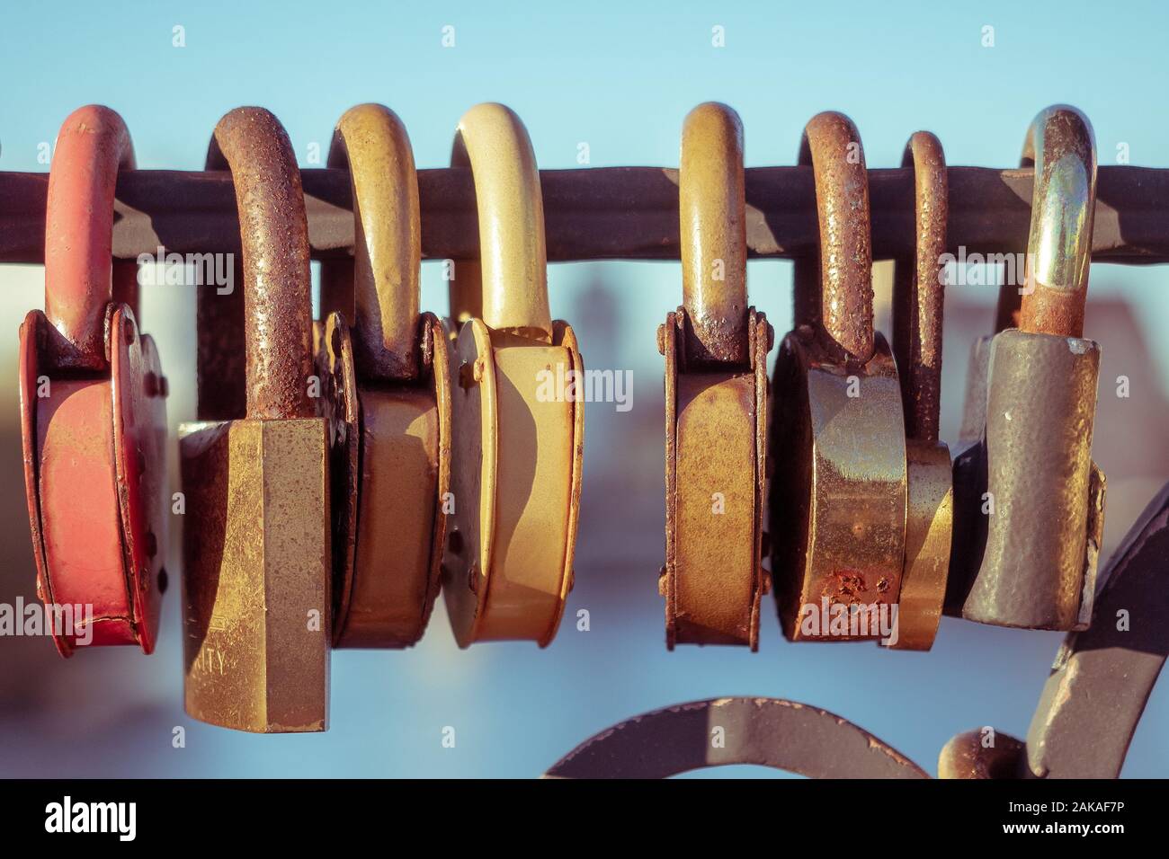 wedding locks on bridge Stock Photo - Alamy