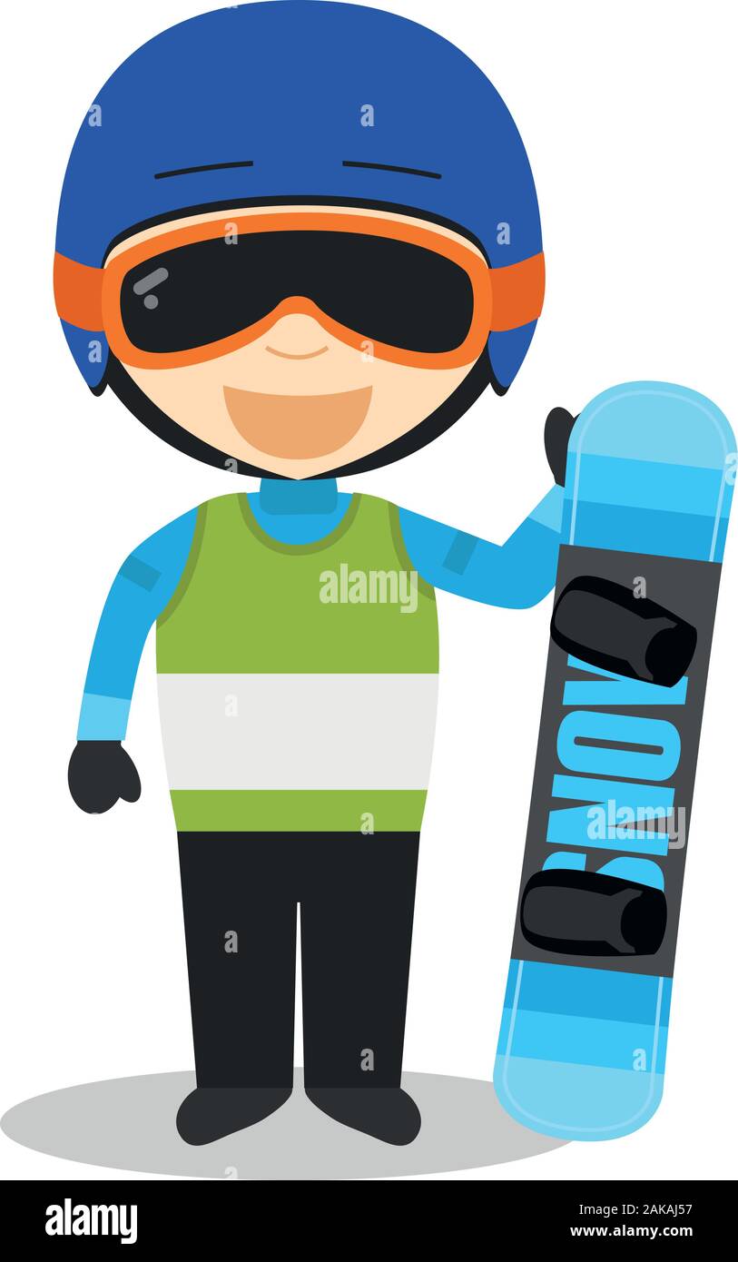 Cartoon boy snowboarding winter sport hi-res stock photography and ...