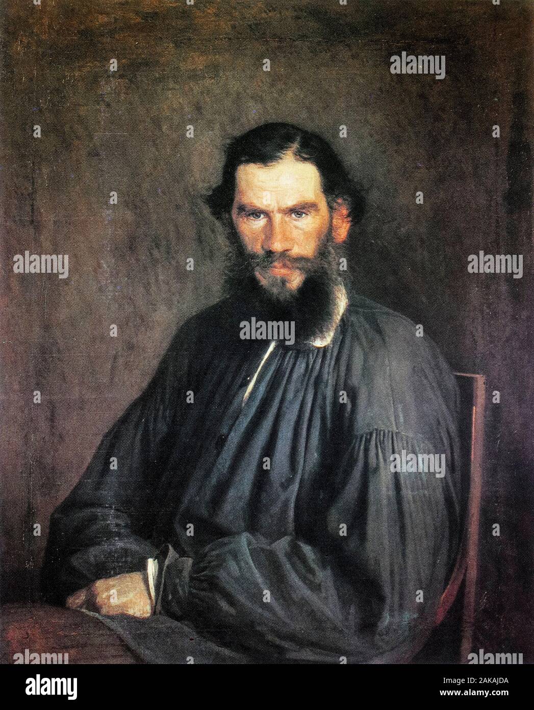 Leo Tolstoy (1828-1910), portrait painting by Ivan Kramskoi, 1873 Stock ...