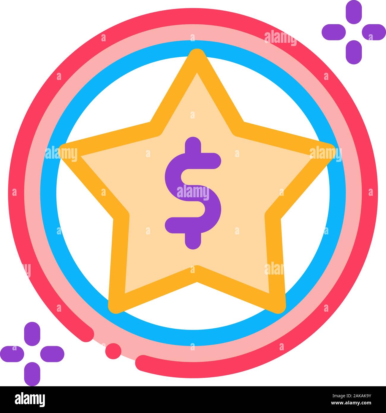 Dollar Star Bonus Icon Vector Outline Illustration Stock Vector Image ...