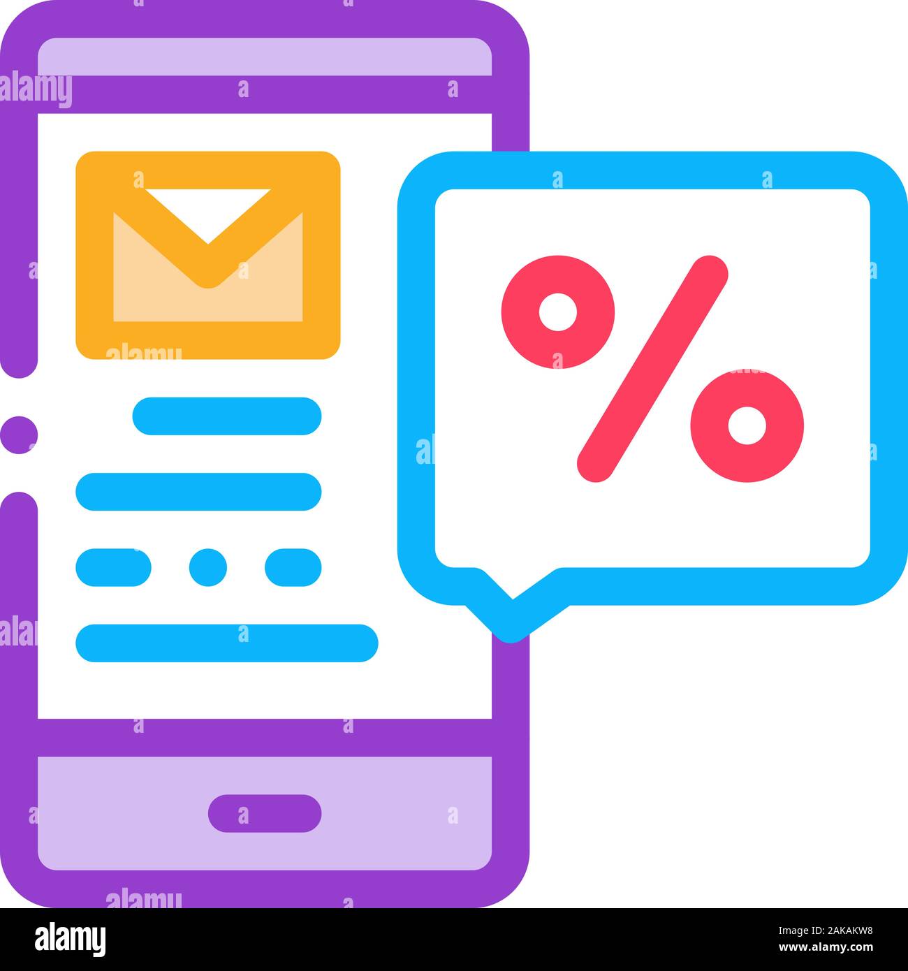 Phone Message about Percent Icon Vector Outline Illustration Stock ...