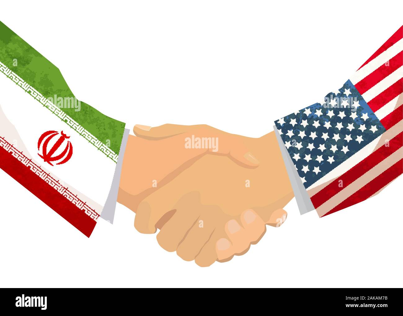USA and IRAN handshake, concept illustration isolated on white Stock ...