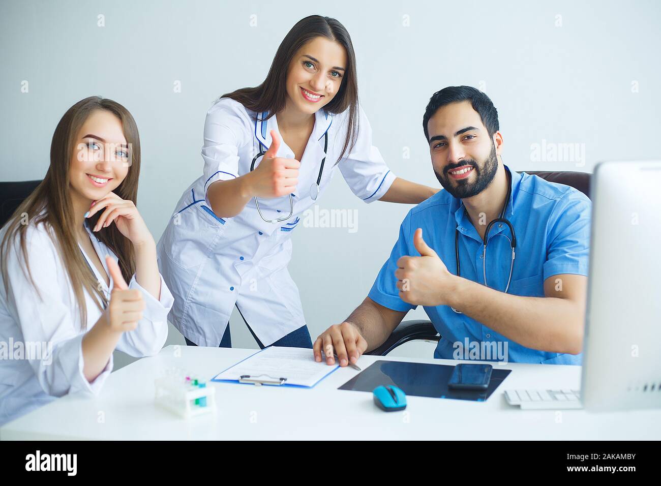 Group of medical workers portrait in hospital Stock Photo - Alamy
