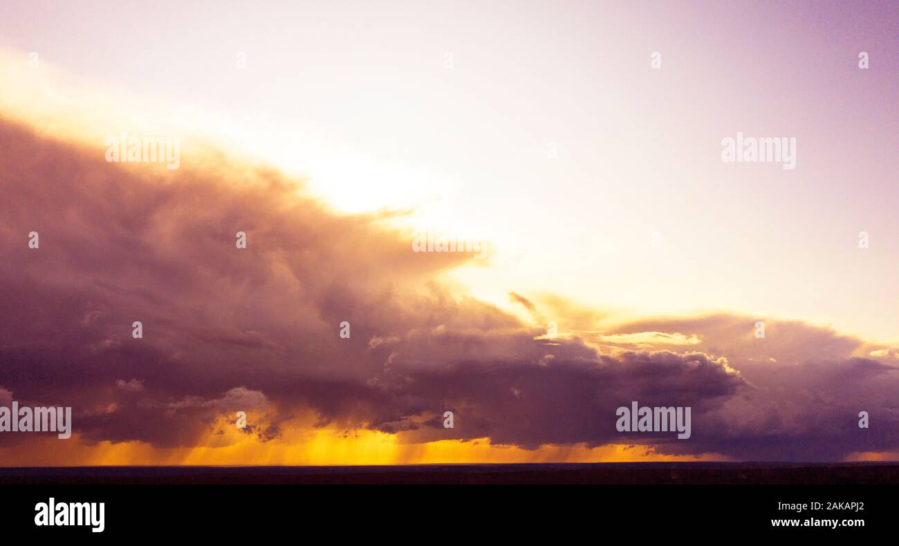 Aerial image of dark Storm clouds over the land. Aerial panorama of ...