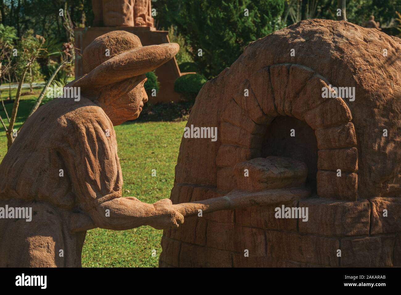 Sculpture of baker and oven at the Sculpture Park Stones of Silence ...