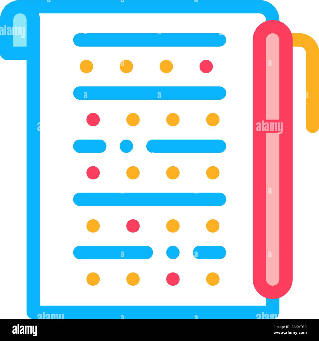 Examination Sheet with Pen Icon Vector Outline Illustration Stock ...