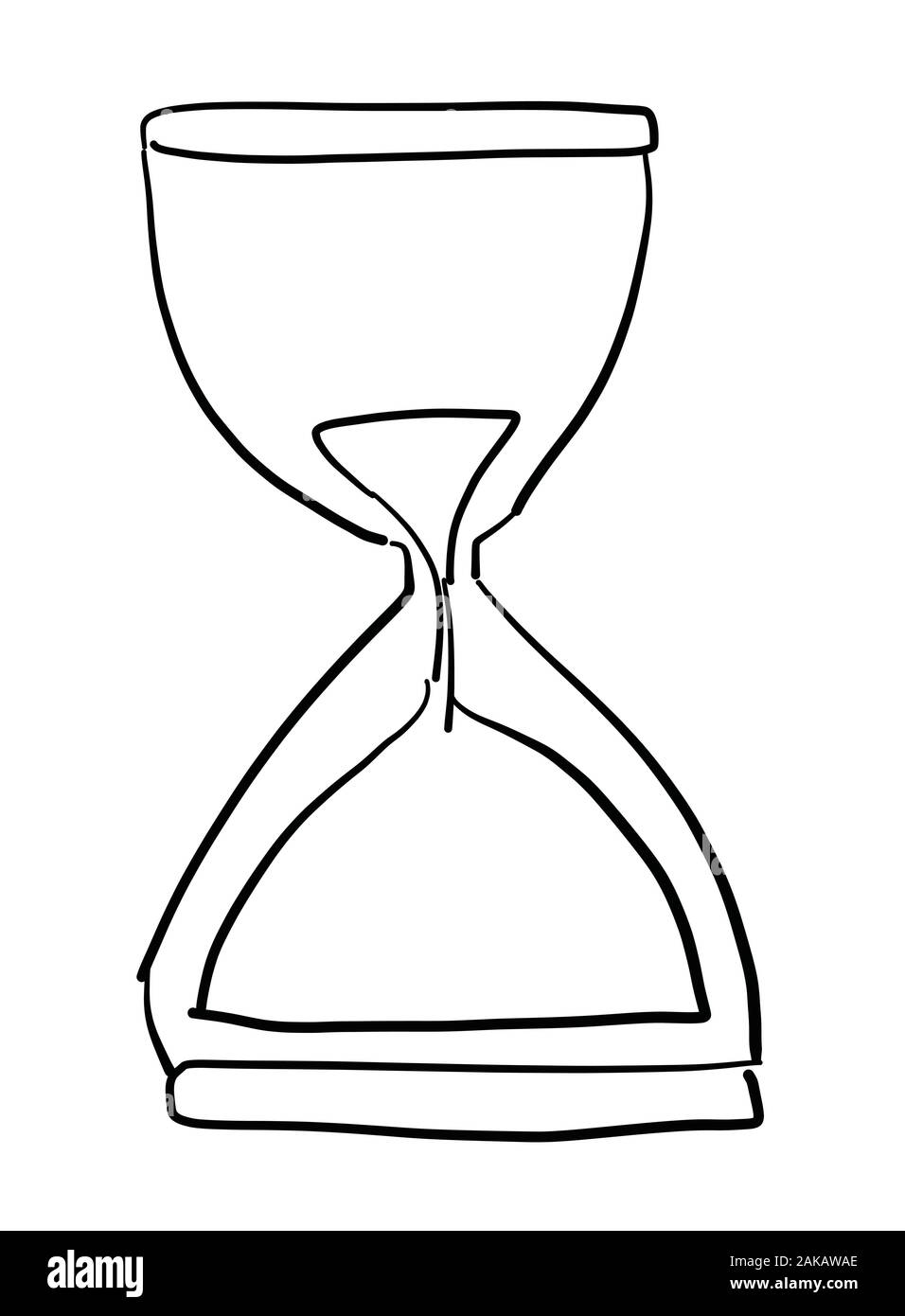 Hand drawn vector sketch illustration of sand watch. White background ...