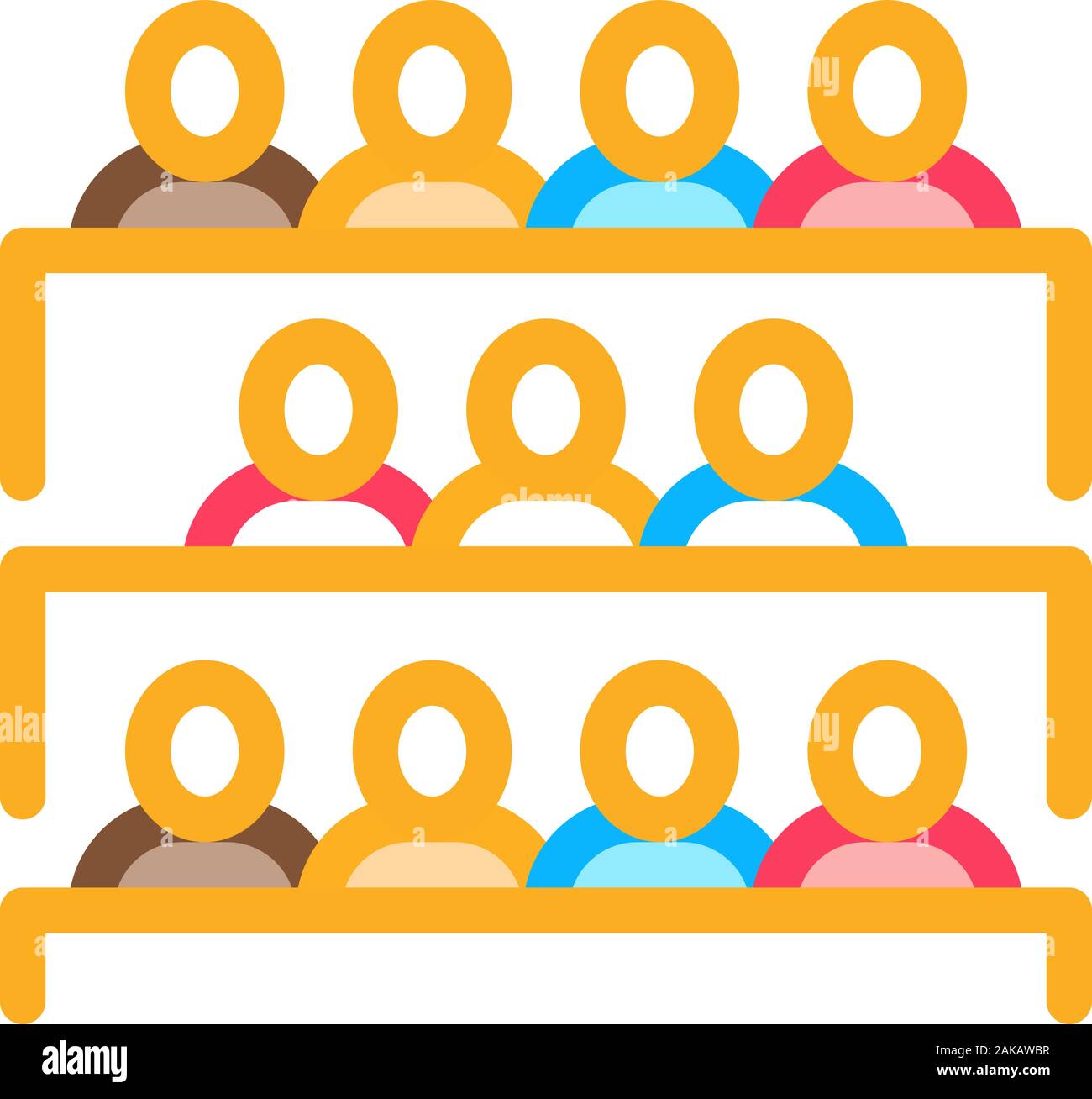 Student Class at Desks Icon Vector Outline Illustration Stock Vector ...