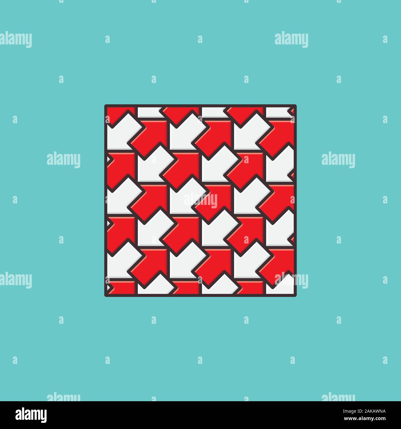 Red and white diagonal arrows in square vector illustration for ...