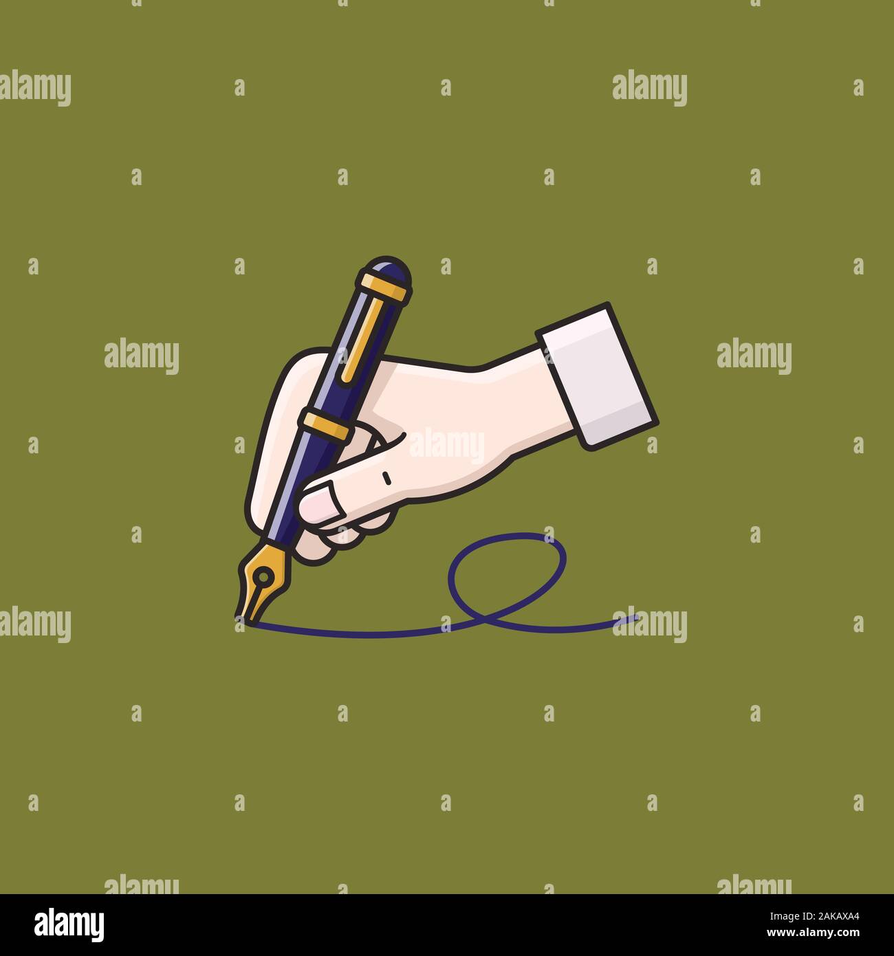 Hand writing with fountain pen vector illustration for Handwriting Day ...