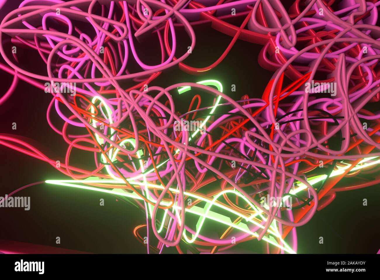 Neon grow lights, messy colorful string. For graphic design, catalog ...