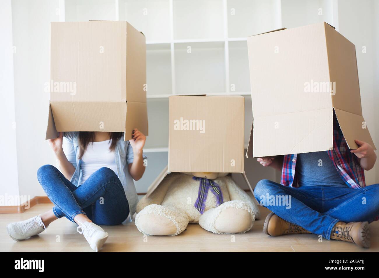 Family New Home Moving Day House Concept Stock Photo - Alamy