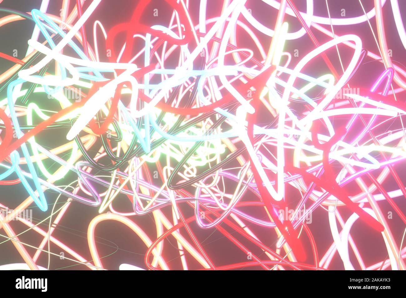 Messy colorful string neon grow lights, illustrations, for graphic ...