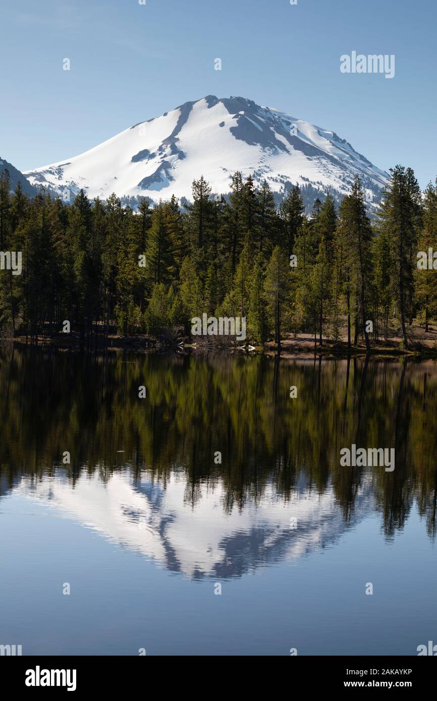 View Of Volcano Behind Manzanita Lake Lassen Volcanic National Park