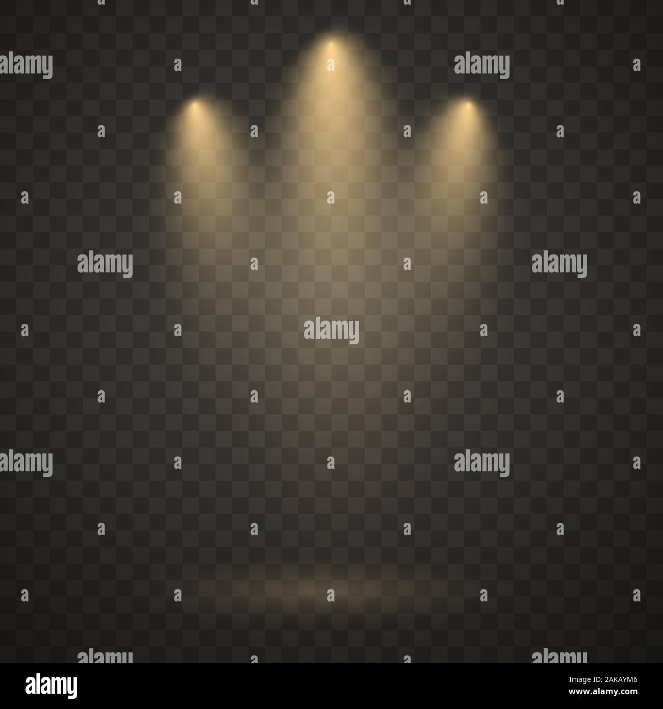 Yellow spotlight, bright light, golden stage lighting isolated on ...