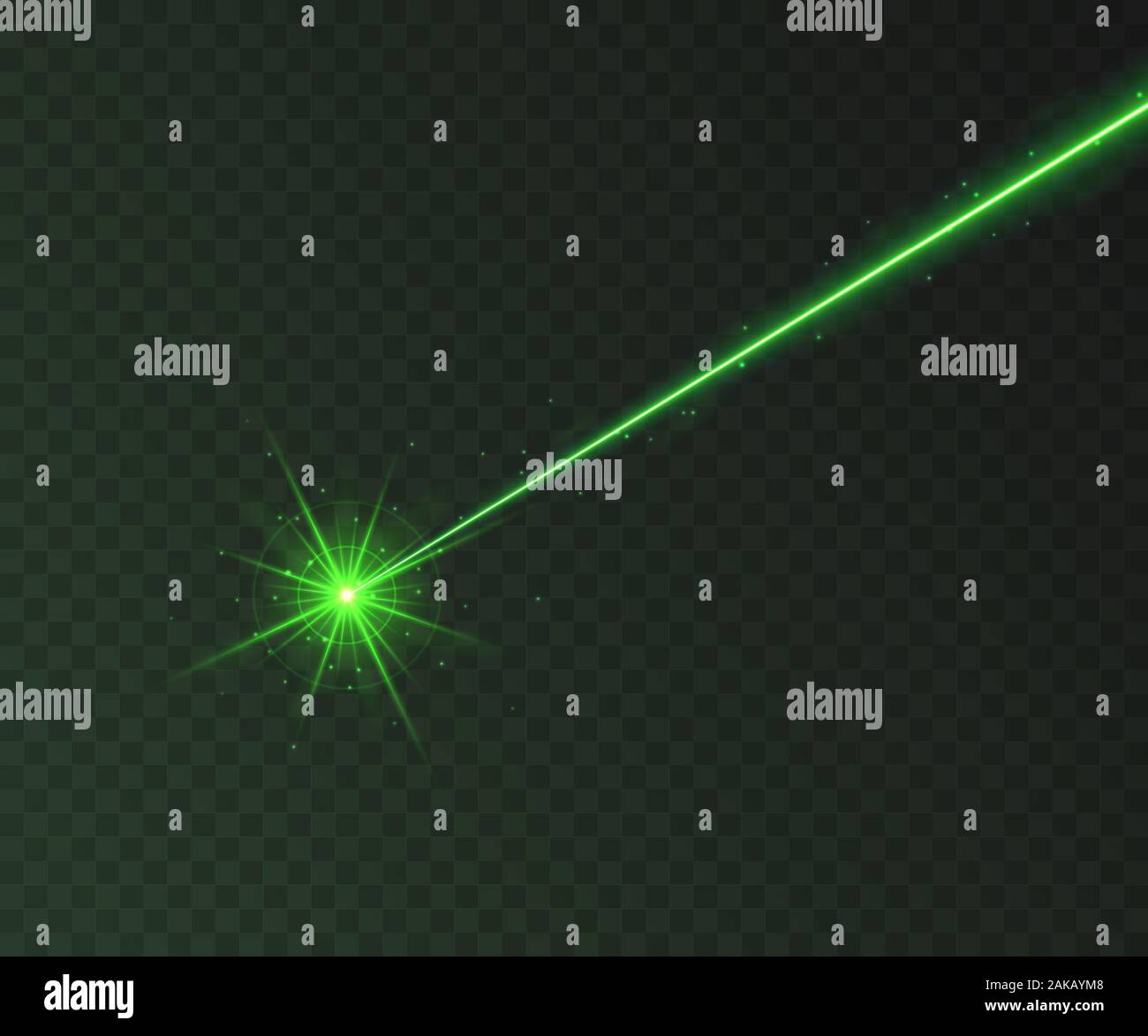 Green laser beam light effect isolated on transparent background Stock ...