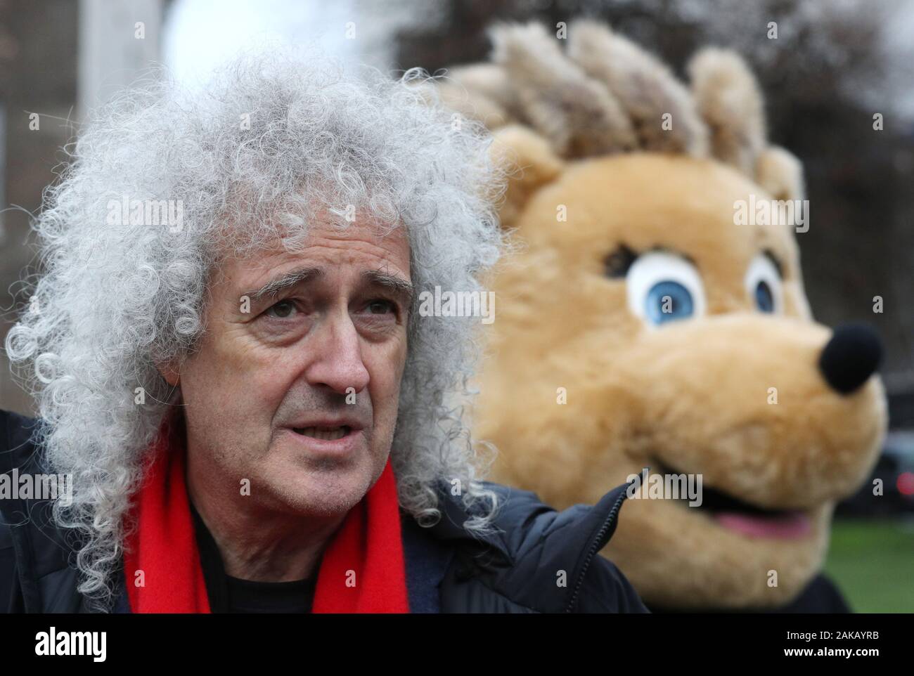 Brian May stands beside Grace the Hedgehog, mascot of the Save Me Trust ...