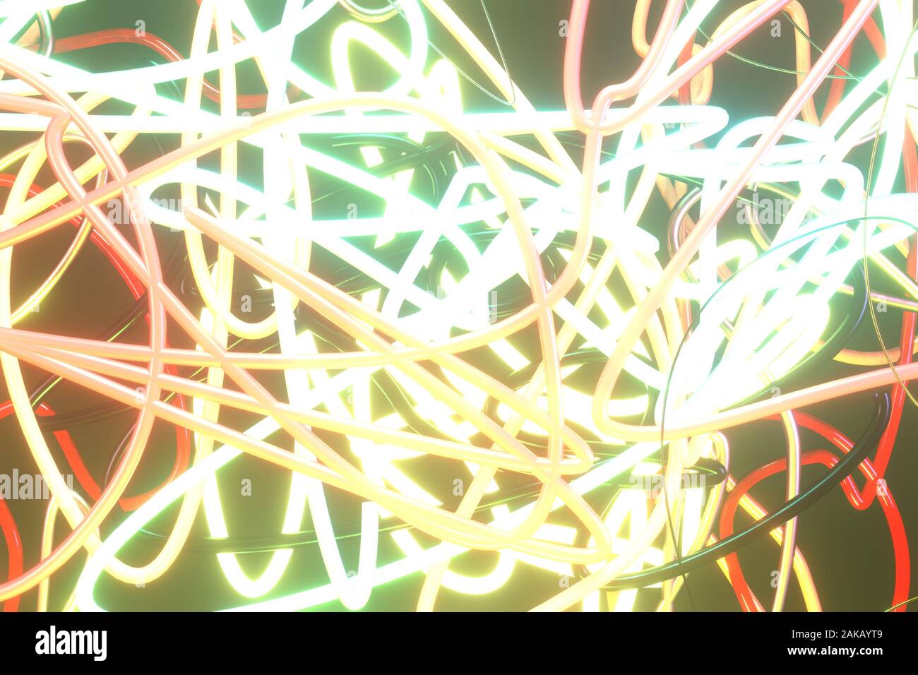 Neon grow lights, messy colorful string. For graphic design, catalog ...