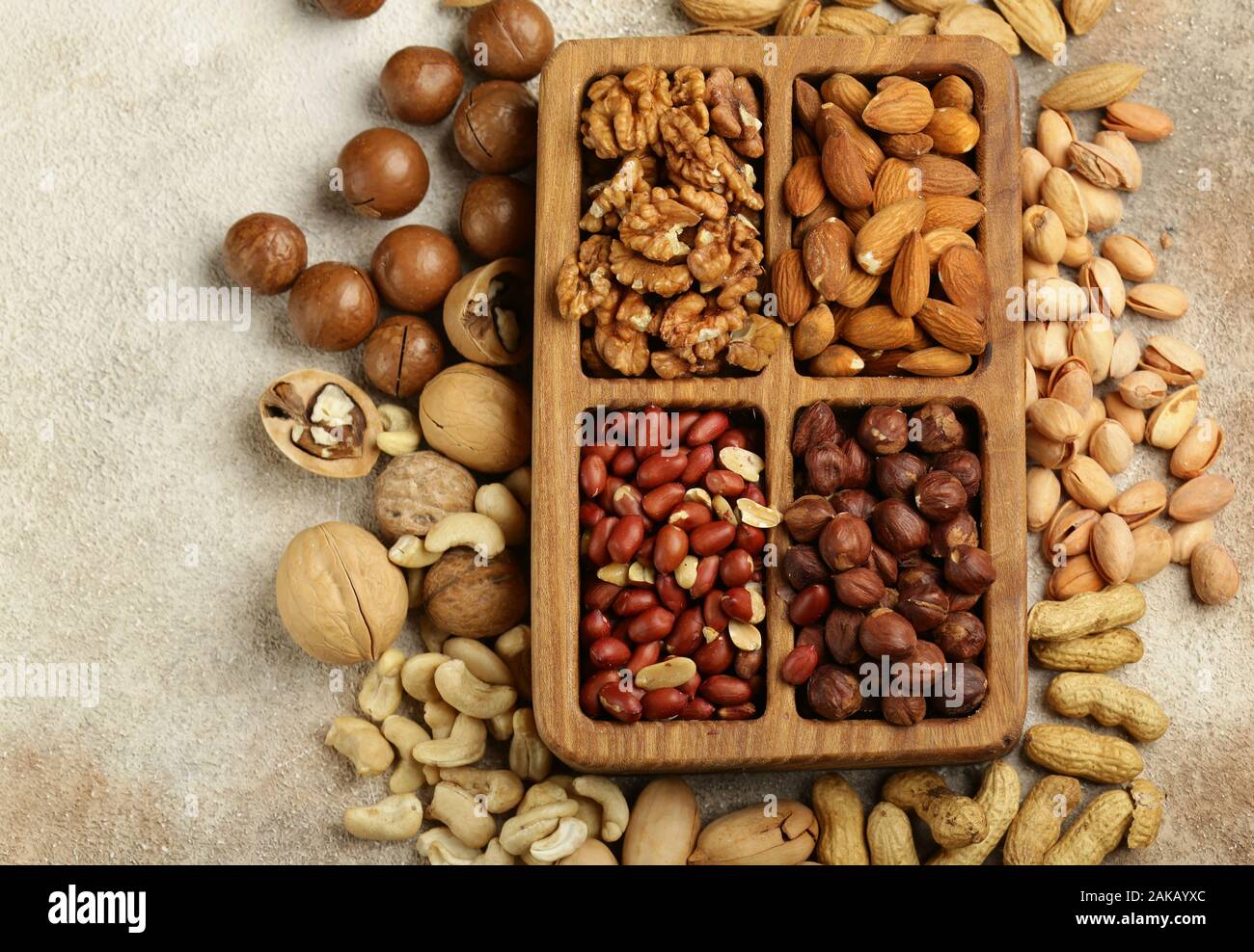 natural organic nuts mix for healthy eating Stock Photo - Alamy