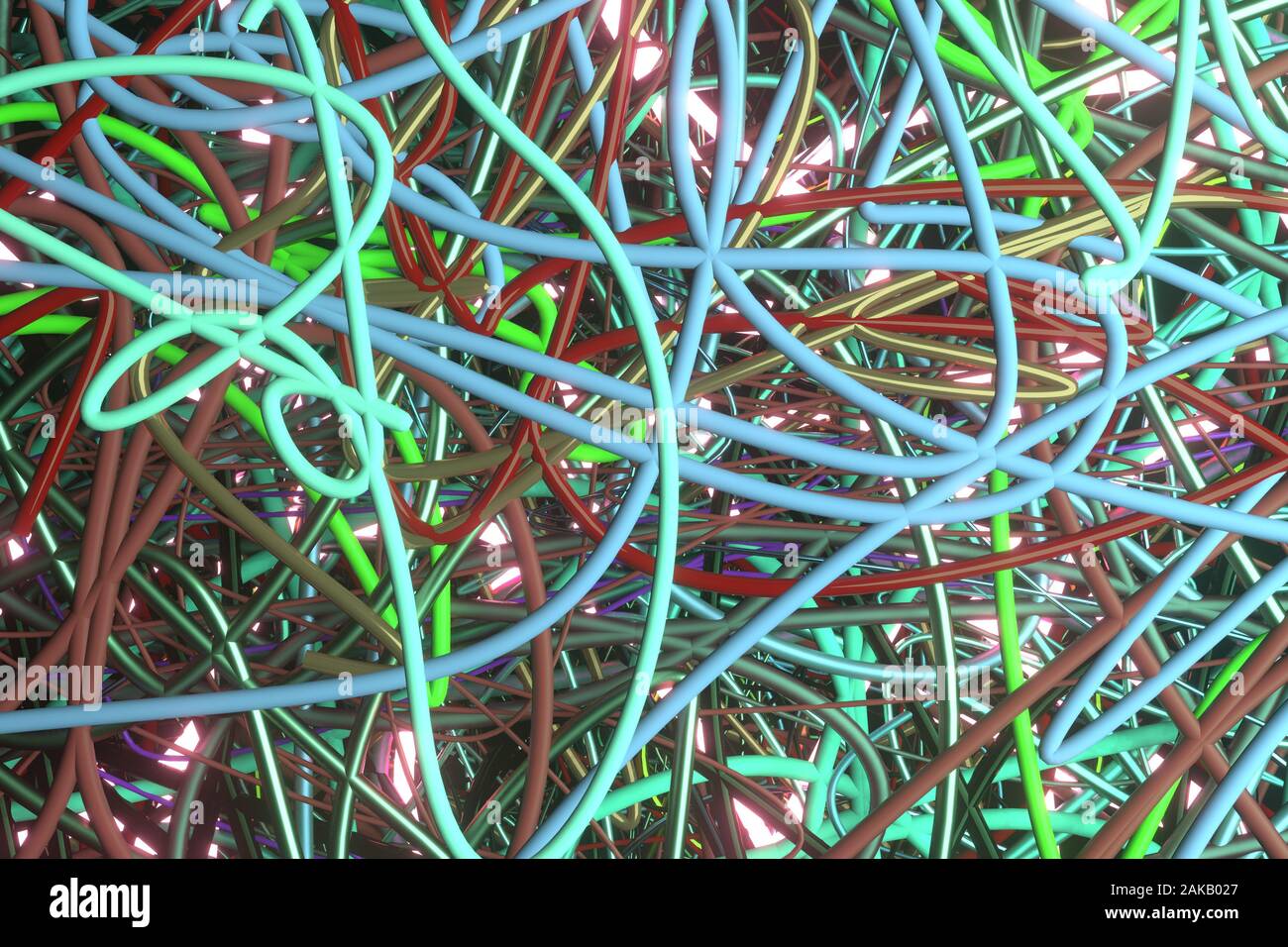Messy colorful string neon grow lights, for design texture or title ...