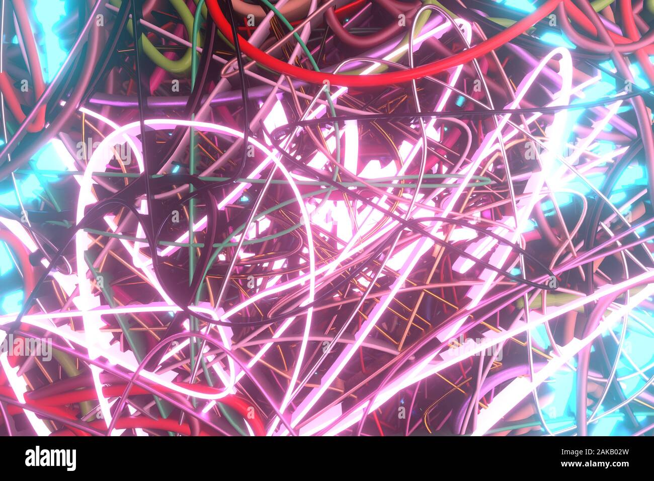 Neon grow lights, messy colorful string. For illustrations design ...