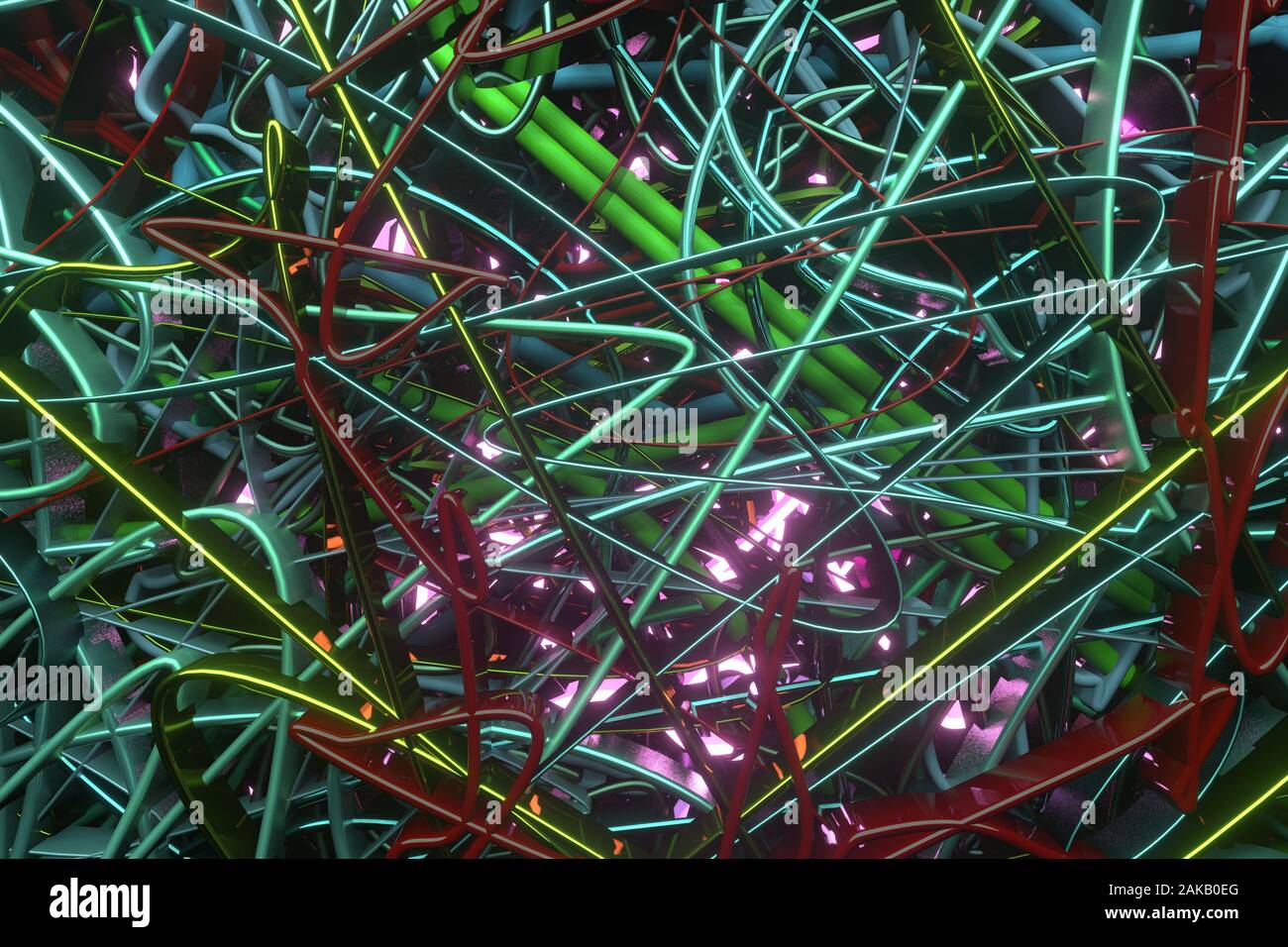 Neon grow lights, messy colorful string. For illustrations design ...