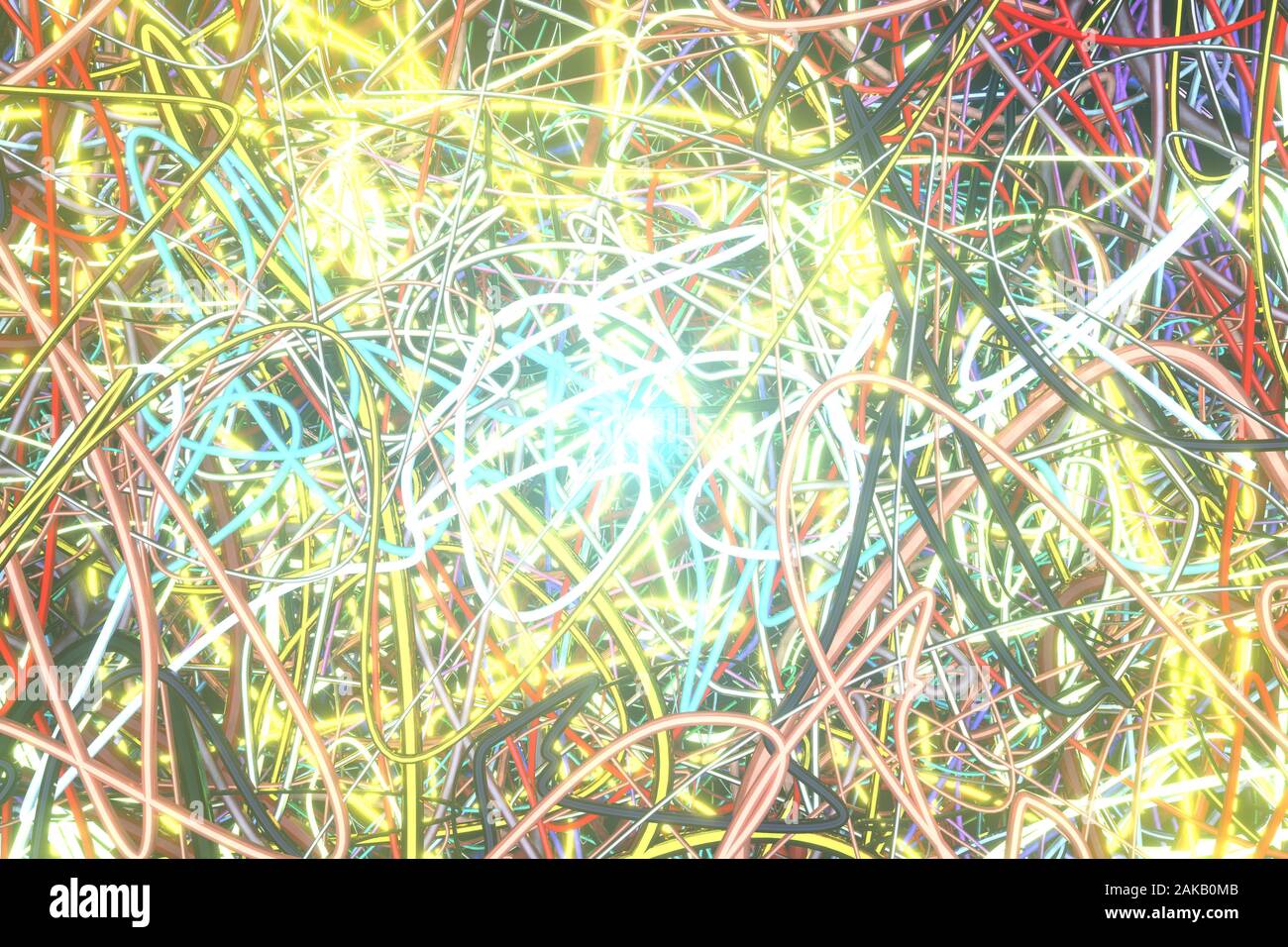 Neon grow lights, messy colorful string. For illustrations design ...