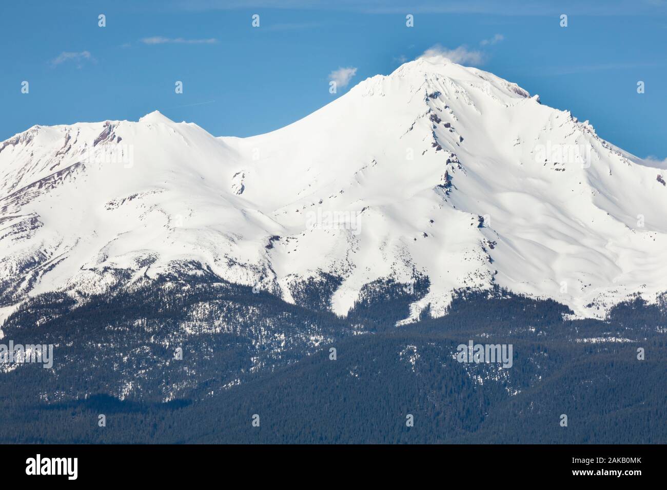 Snowcapped Mount Shasta volcano, Siskiyou County, California, USA Stock ...