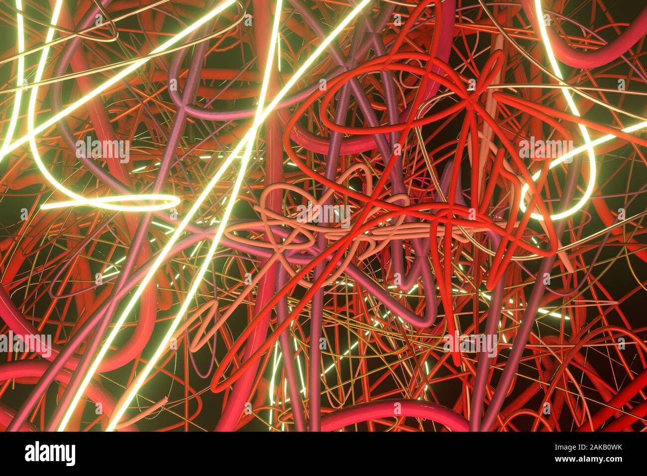 Abstract neon grow lights messy colorful string, for web page, graphic ...