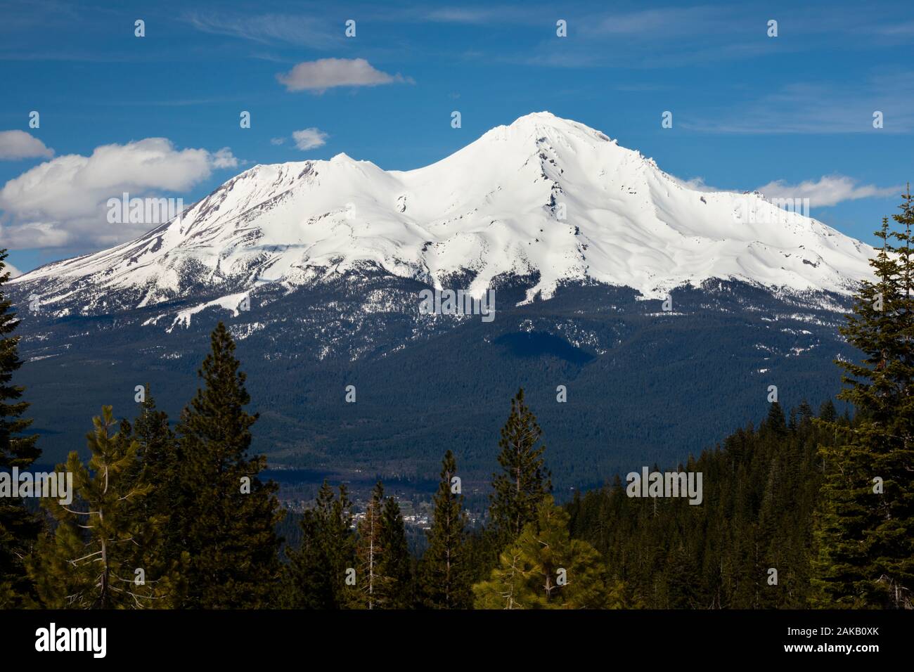 Snowcapped Mount Shasta volcano, Siskiyou County, California, USA Stock ...
