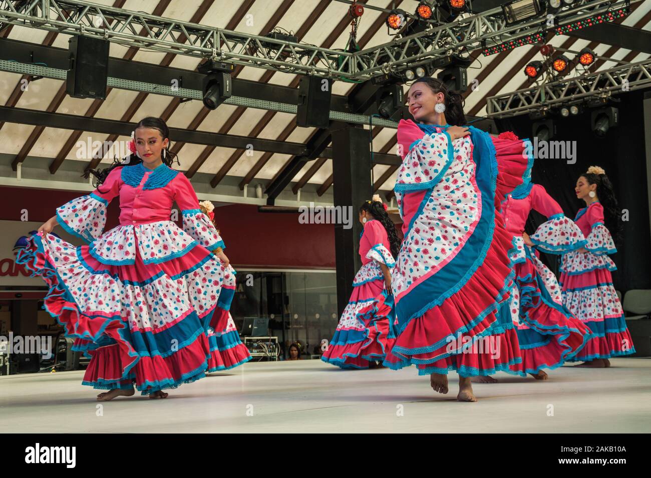 Colombian female folk dancers on Folkloric Festival of Nova Petrópolis ...
