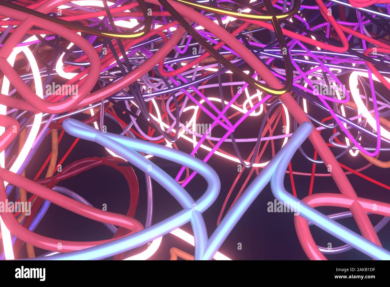 Neon grow lights, messy colorful string. For illustrations design ...