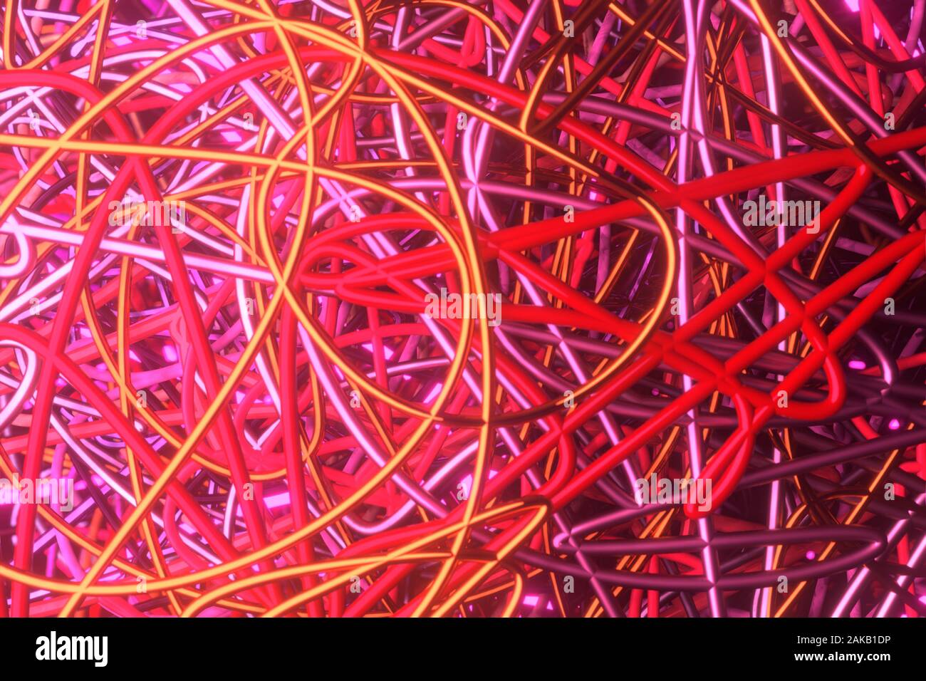 Messy colorful string neon grow lights, for design texture or title ...