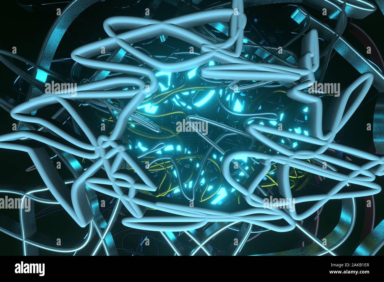 Messy colorful string neon grow lights, for design texture or title ...