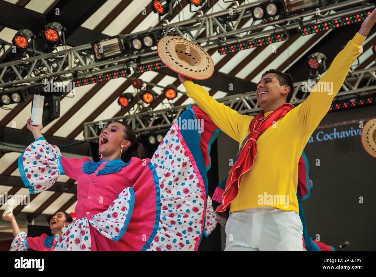 Couple of Colombian folk dancers on Folkloric Festival of Nova ...