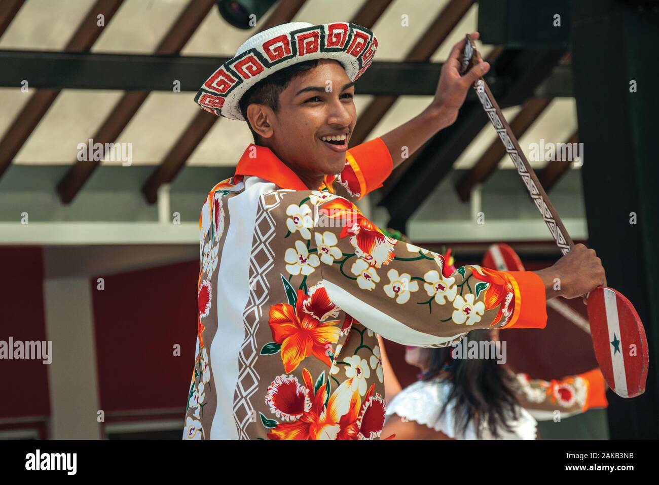 Brazilian male folk dancer doing a typical dance on Folkloric Festival ...