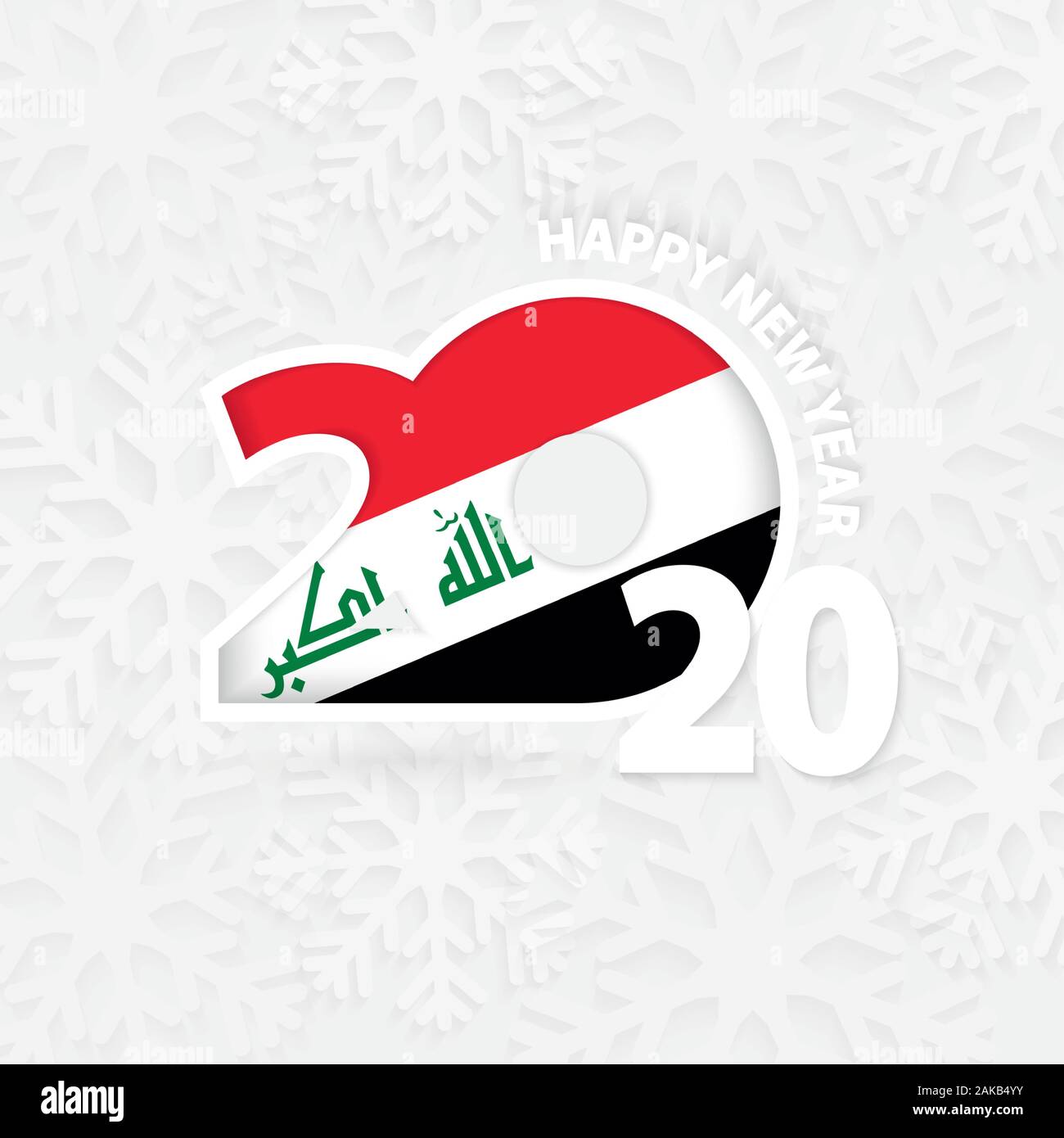 Happy New Year 2020 for Iraq on snowflake background. Greeting Iraq ...
