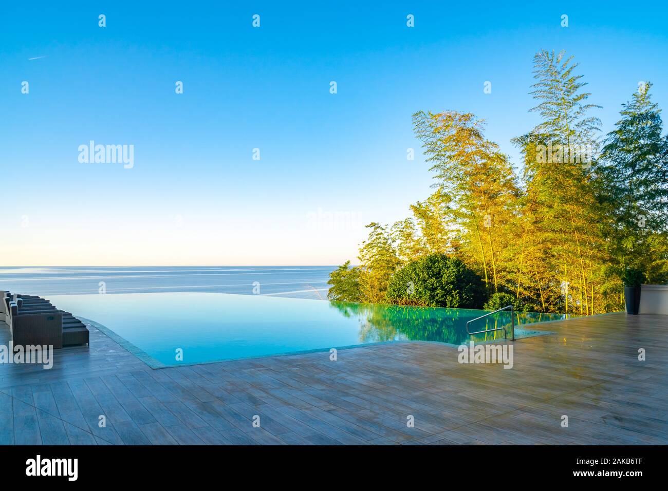 Infinity Edge Swimming Pool Water, Beautiful Black Sea View Stock Photo ...