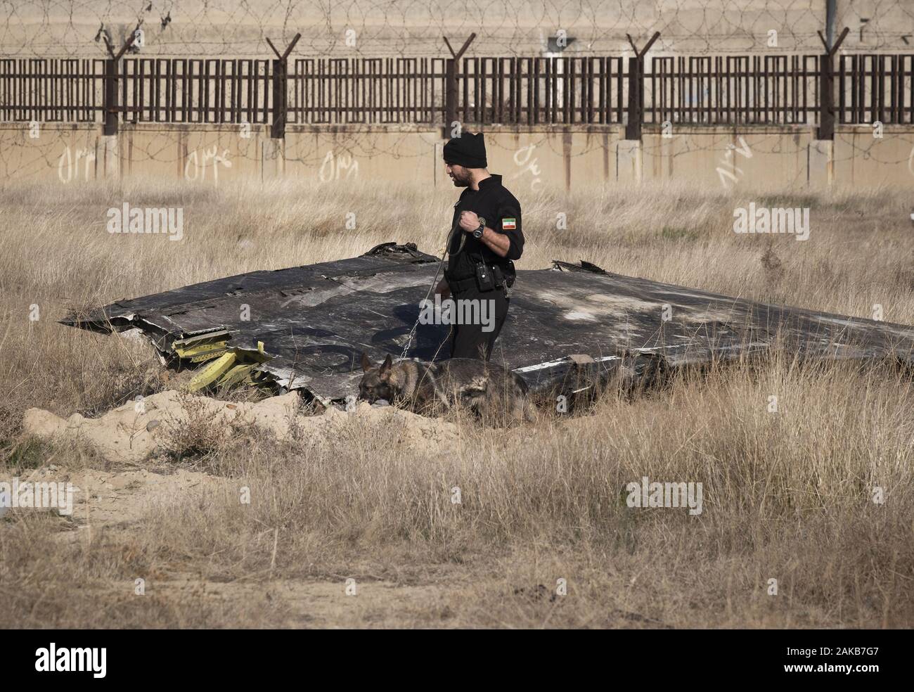 Tehran, Iran. 08th Jan, 2020. Wreckage at the site of a crash of an ...