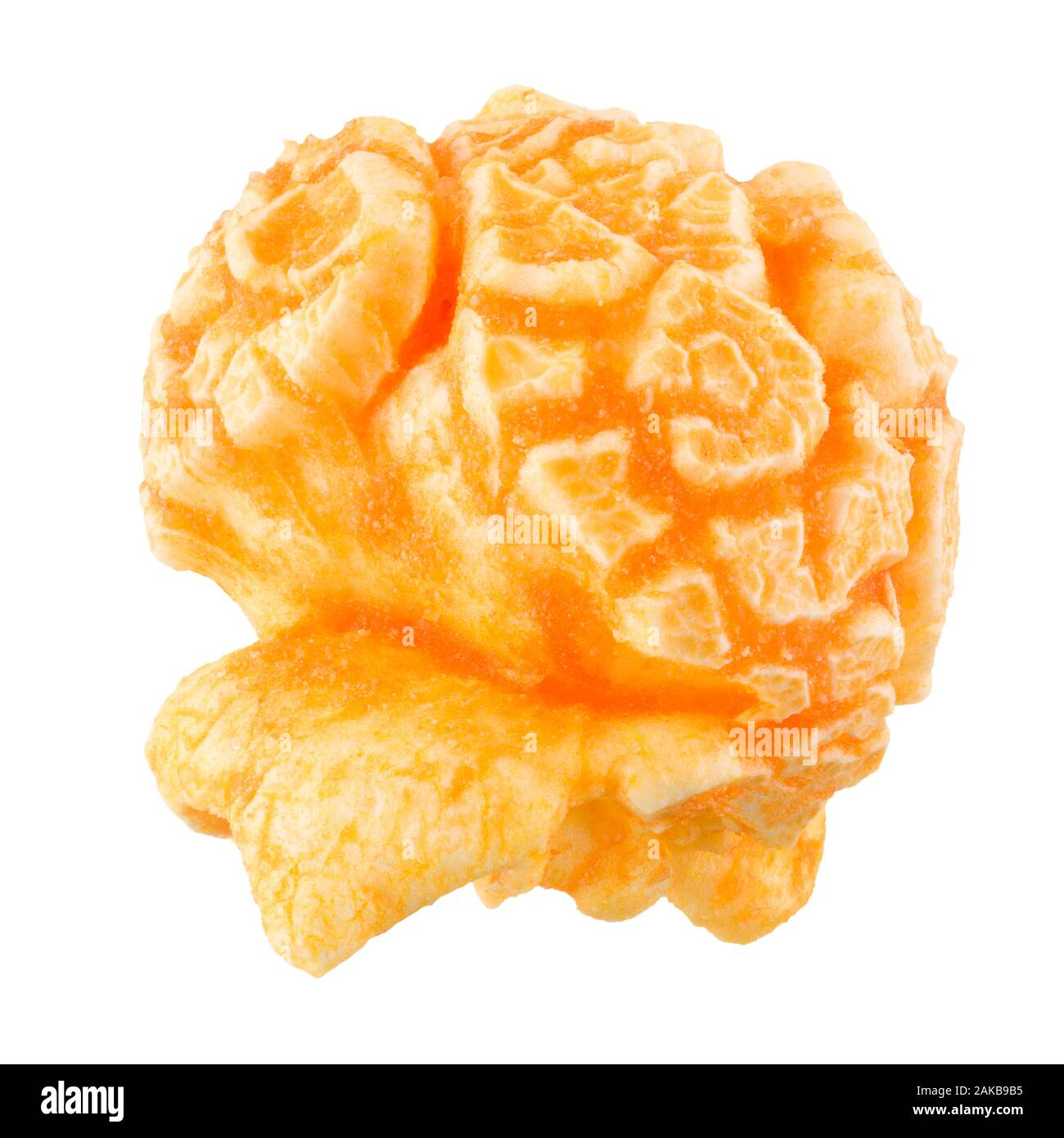 Single popped popcorn on a white backgroundwith clipping path Stock ...