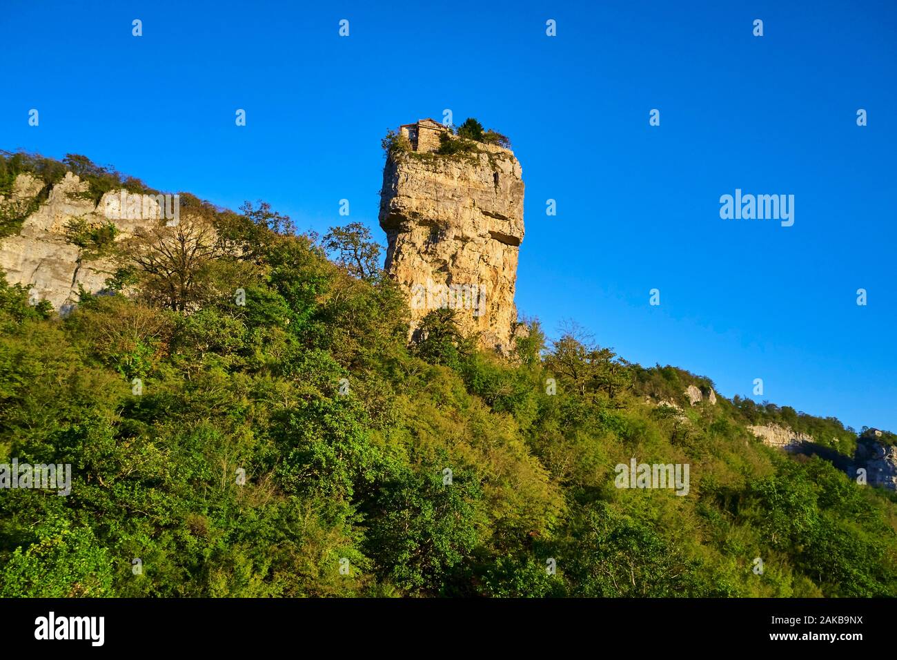 Georgia, Caucasus, Imereti region, Katskhi Column church, aerial view ...