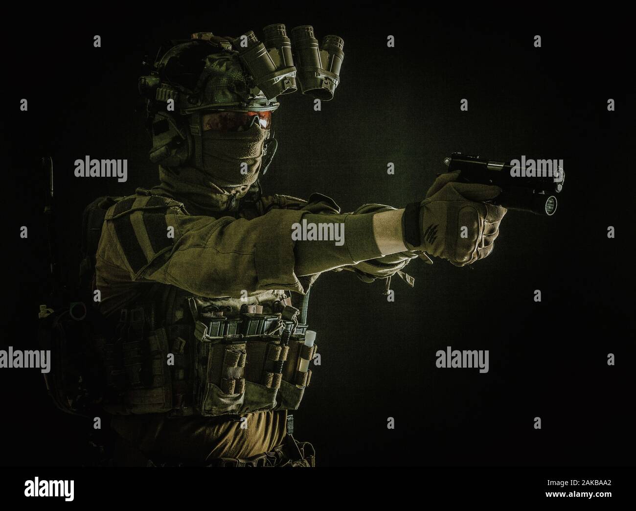 Counter terrorist squad fighter soldier aiming pistol Stock Photo - Alamy